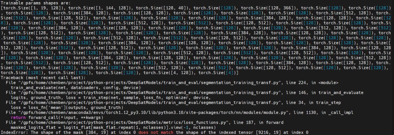 IndexError: The shape of the mask [384, 19] at index 0 does not match the shape of the indexed ...