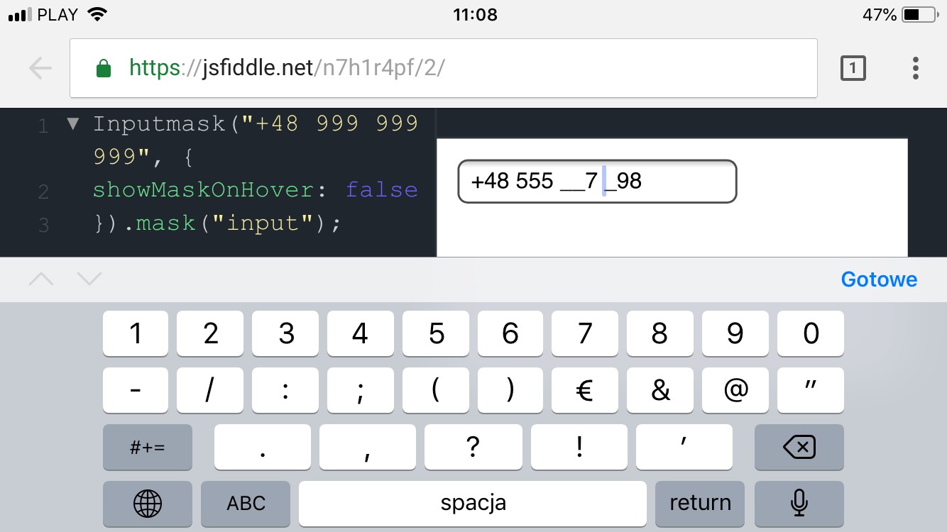 Phone Inputmask on iPhone 6 - ablility to start typing numbers wherever · Issue #1948 ...