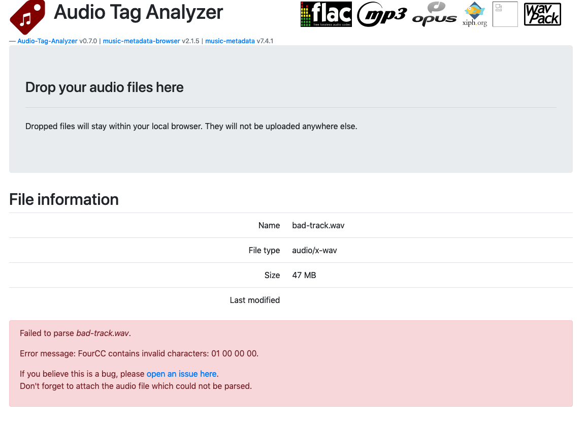 Failed To Parse Fourcc Contains Invalid Characters · Issue 664 · Borewitmusic Metadata · Github
