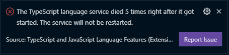 TypeScript language service died 5 times · Issue #85608 · microsoft ...