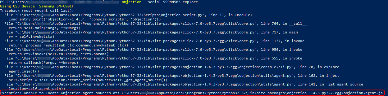 Issue when starting objection · Issue #178 · sensepost/objection · GitHub