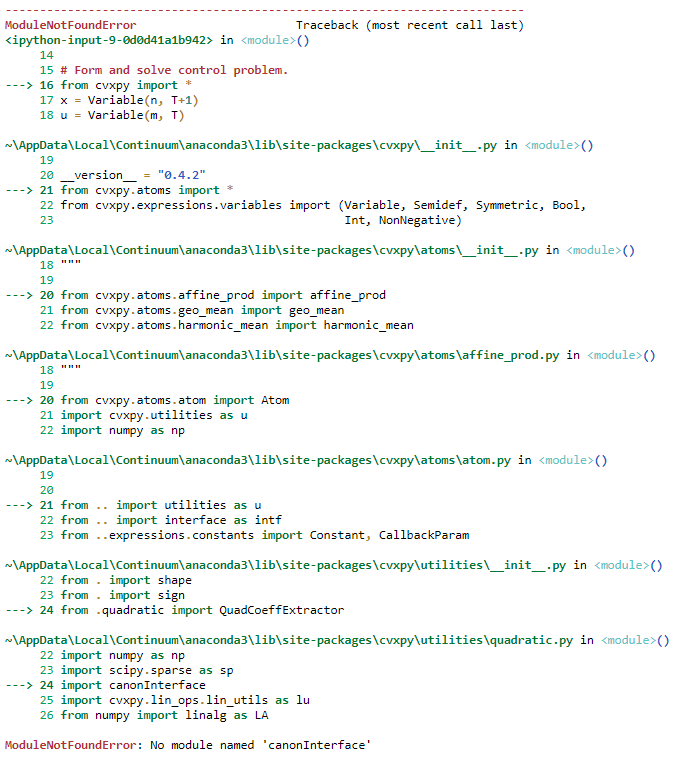 "No Module Named Canon-Interface" Error Windows Jupyter · Issue #490 · cvxpy/cvxpy · GitHub