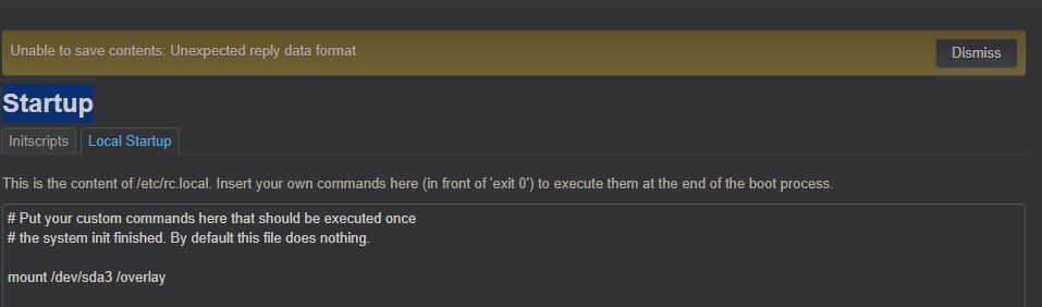 Unable to save contents: Unexpected reply data format · Issue #13488 · openwrt/packages · GitHub