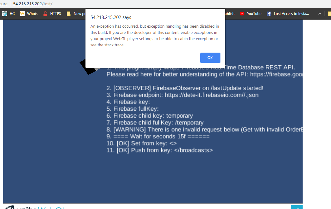 It throws Enable Exception on WebGL after putting Data to firebase. · Issue #11 · dgkanatsios ...