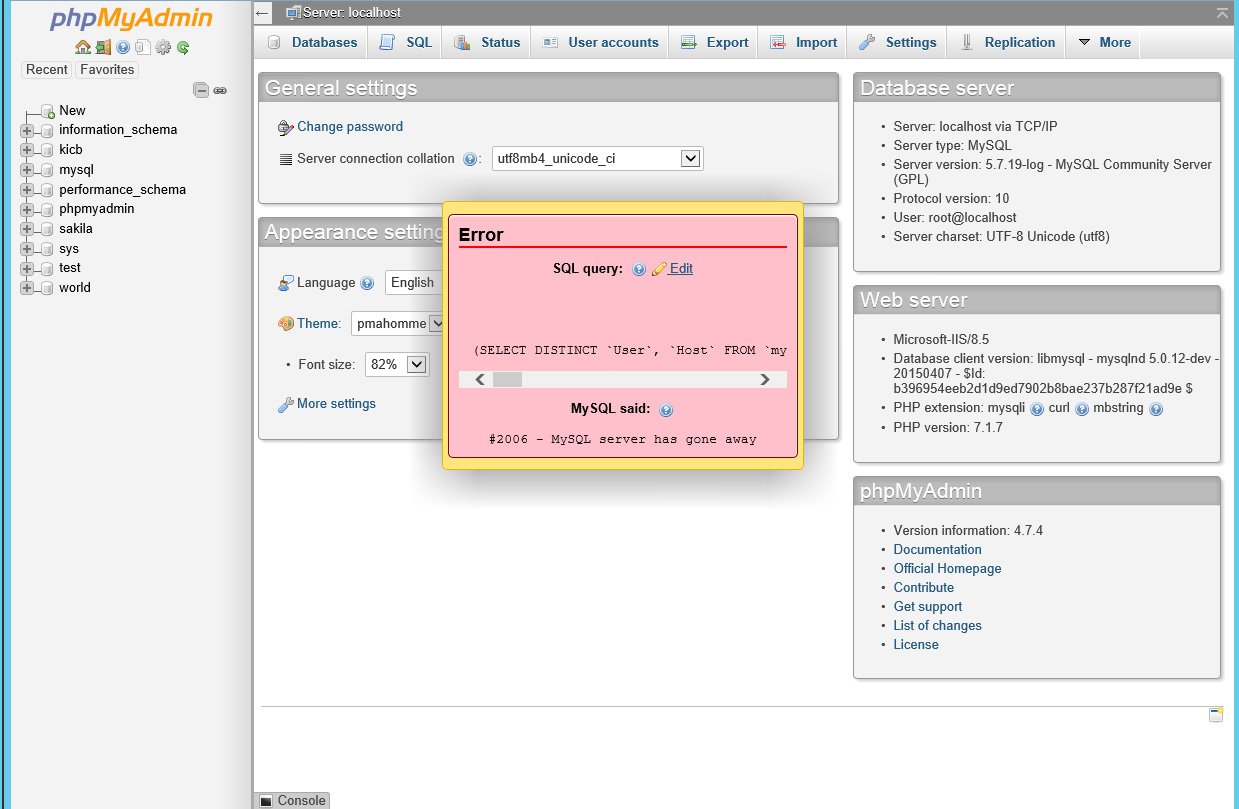 Error when hitting User accounts link · Issue #13676 · phpmyadmin/phpmyadmin · GitHub