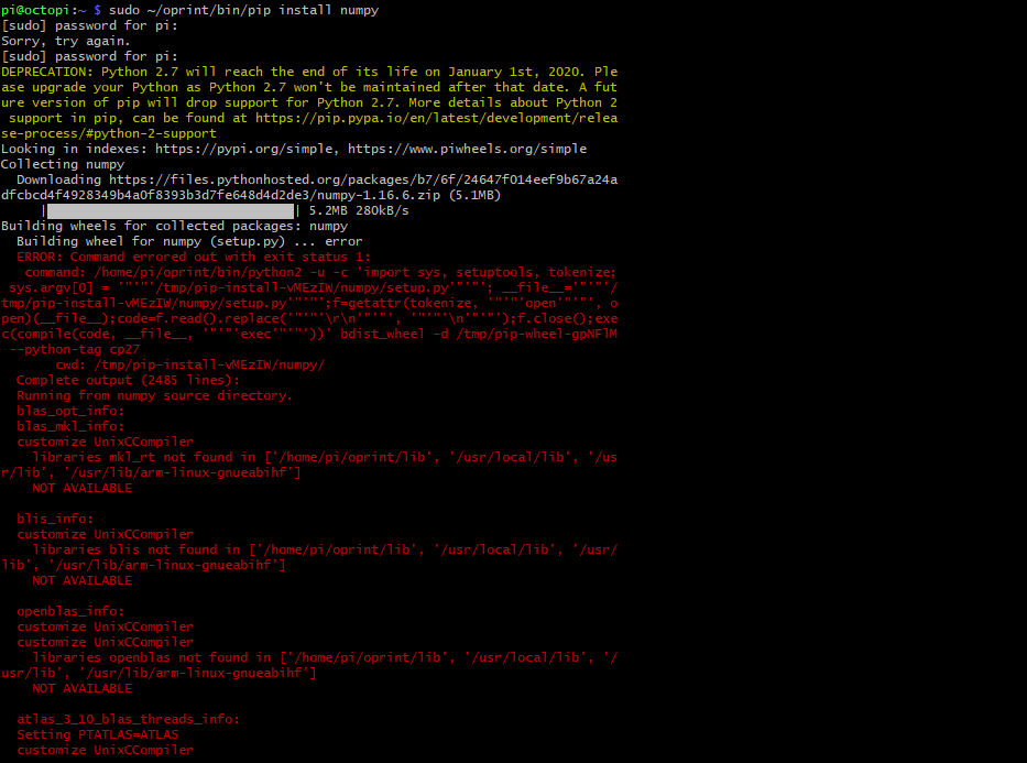 Installer stuck. "Building wheel for numpy (setup.py): still running..." · Issue #302 ...