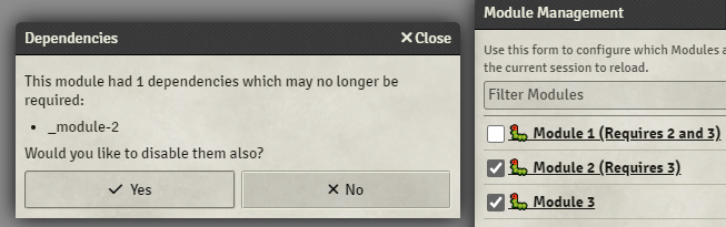 The module manager disables dependency that isn't listed in the confirmation dialog · Issue ...