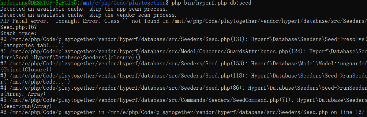 [BUG] 执行 db:seed 命令解析类名为空 · Issue #740 · hyperf/hyperf · GitHub