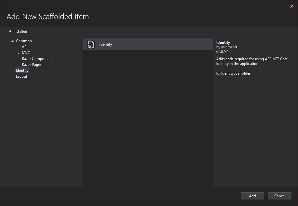 Please Fix The Add New Scaffolded Item · Issue 1648 · Dotnet