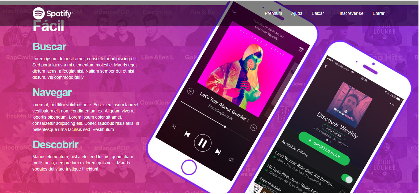 GitHub - JhonataADS/Spotify-Clone: Individual project performed as Front-end activity using the ...
