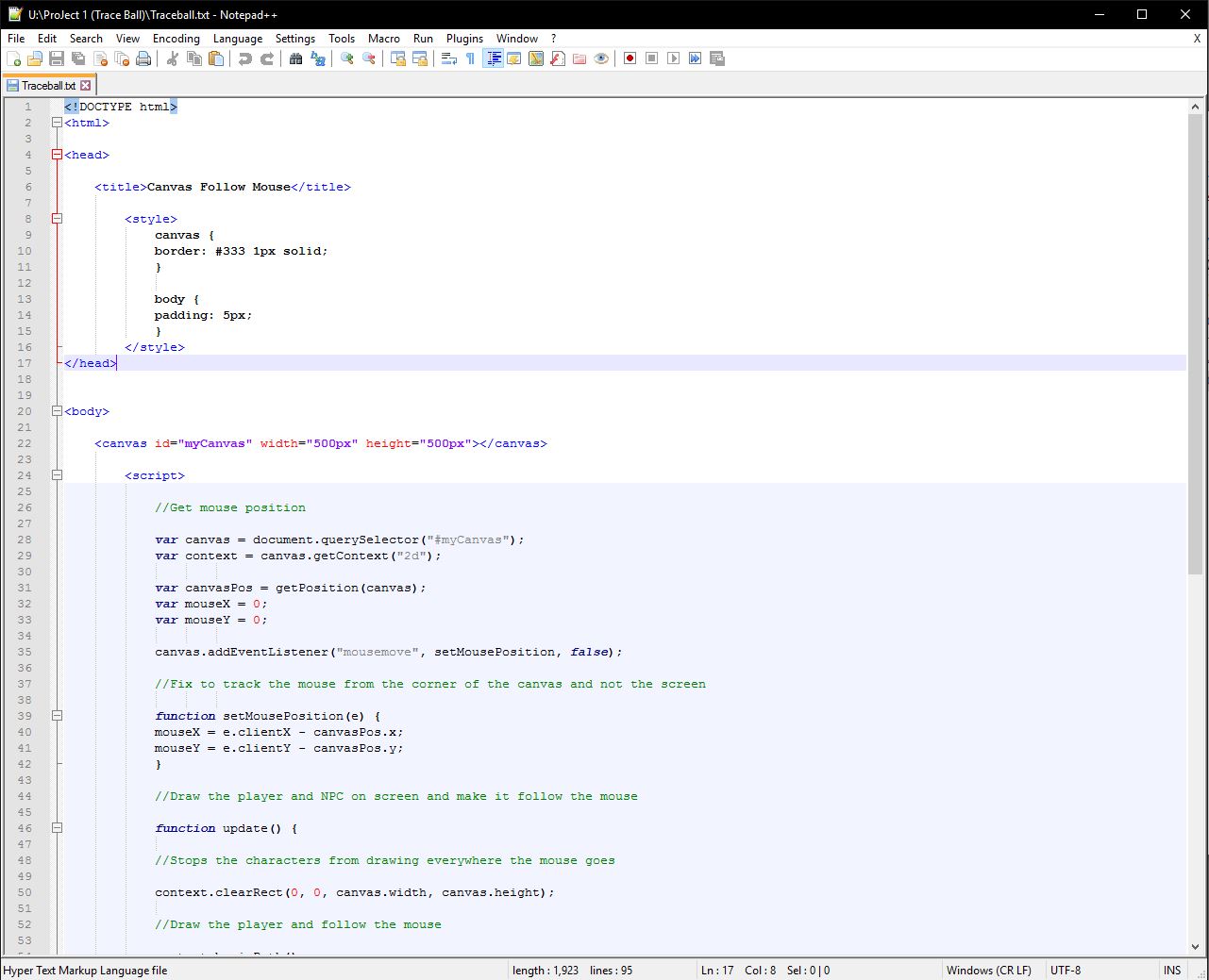 GitHub - RyanEdwards1/Project-1-Trace-Ball