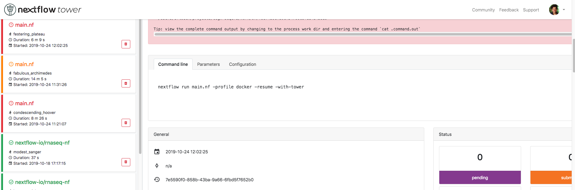 "Workflow execution completed unsuccessfully" can stretch the display · Issue #184 · seqeralabs ...