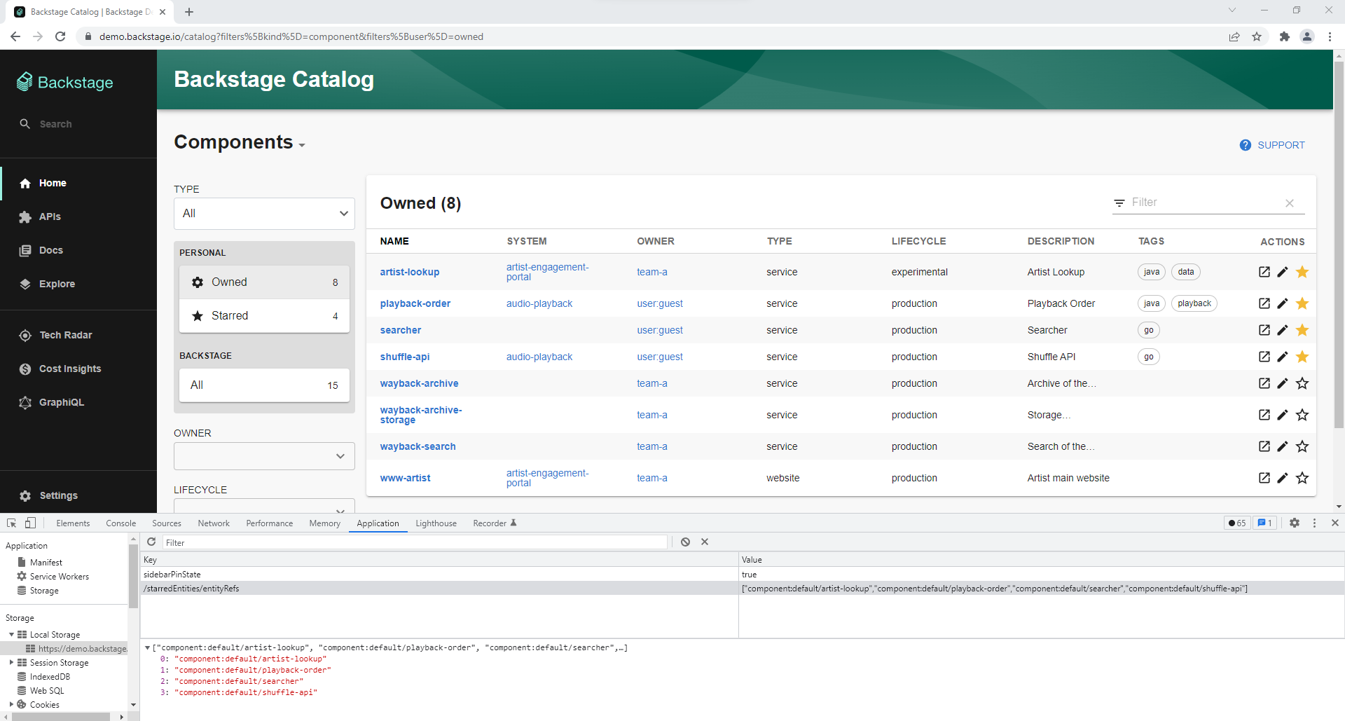 Persist Starred Entities In Database · Issue 10121 · Backstagebackstage · Github 