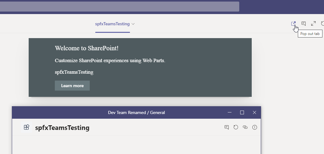 SPFx as Teams tab - pop out tab not working · Issue #6665 · SharePoint/sp-dev-docs · GitHub