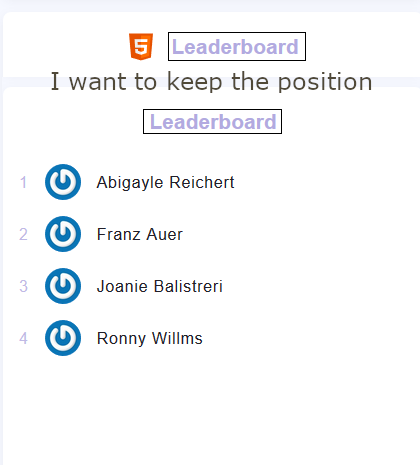 Position of text "Leaderboard" and icons in header changes during ...