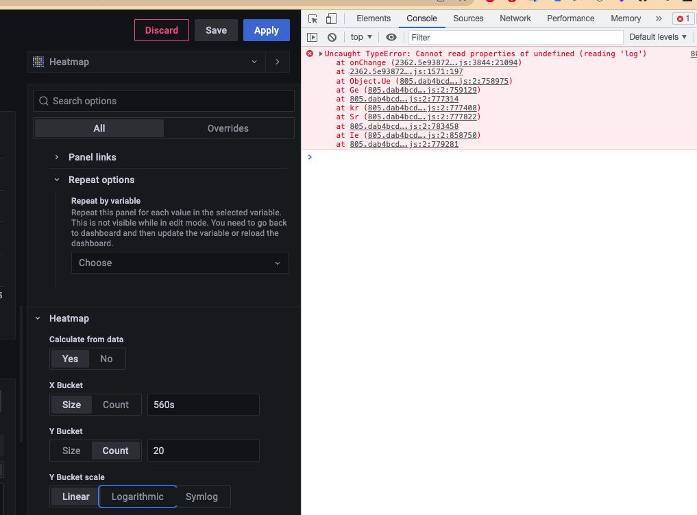 Heatmap logarithmic scale doesn't work · Issue #64912 · grafana/grafana · GitHub