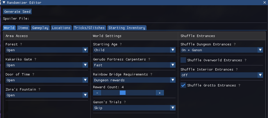 Excluding Inside Hyrule Castle checks and using 'Skip Child Zelda' prevents rando from being ...