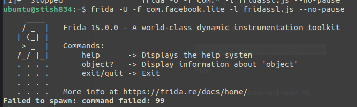 getting error while ruuning frida command · Issue #1769 · frida/frida · GitHub