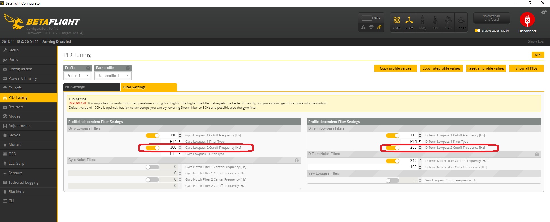 GyroLowpass-Filter2 and dtermLowpass-Filter 2 · Issue #176 · betaflight/betaflight-tx-lua ...