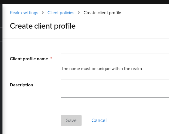 [UX Review] Client policies > profile creation: cancel button should be the link button style ...