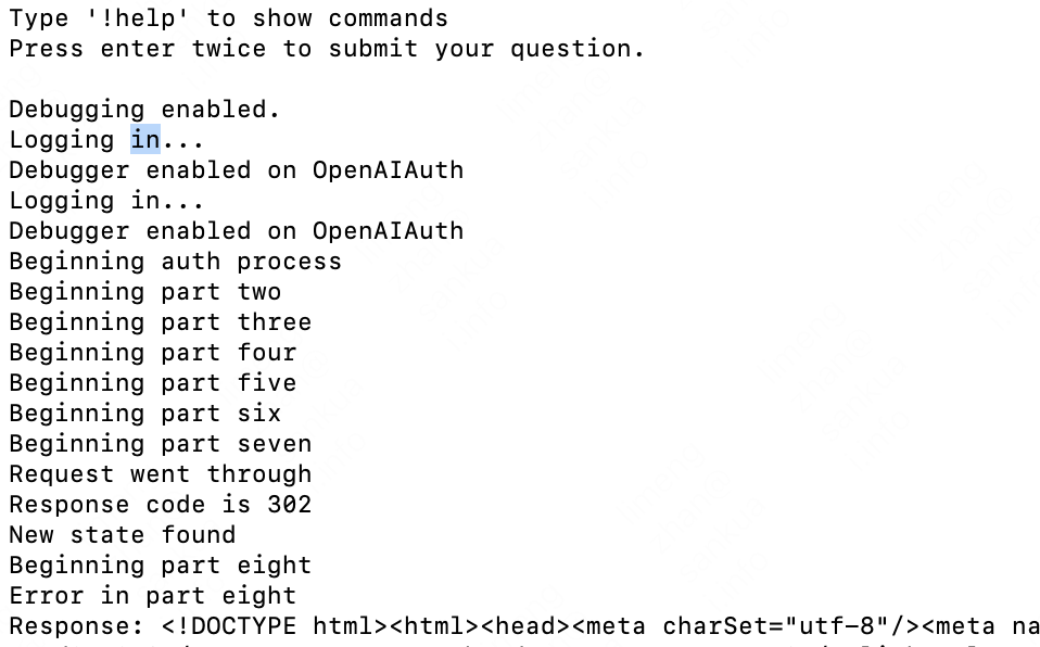 [BUG] Command line run revChatGPT Login error at step 8 · Issue #130 · acheong08/ChatGPT · GitHub