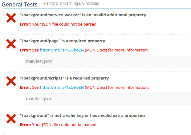 Manifest keys unsupported in the current manifest version should be ...