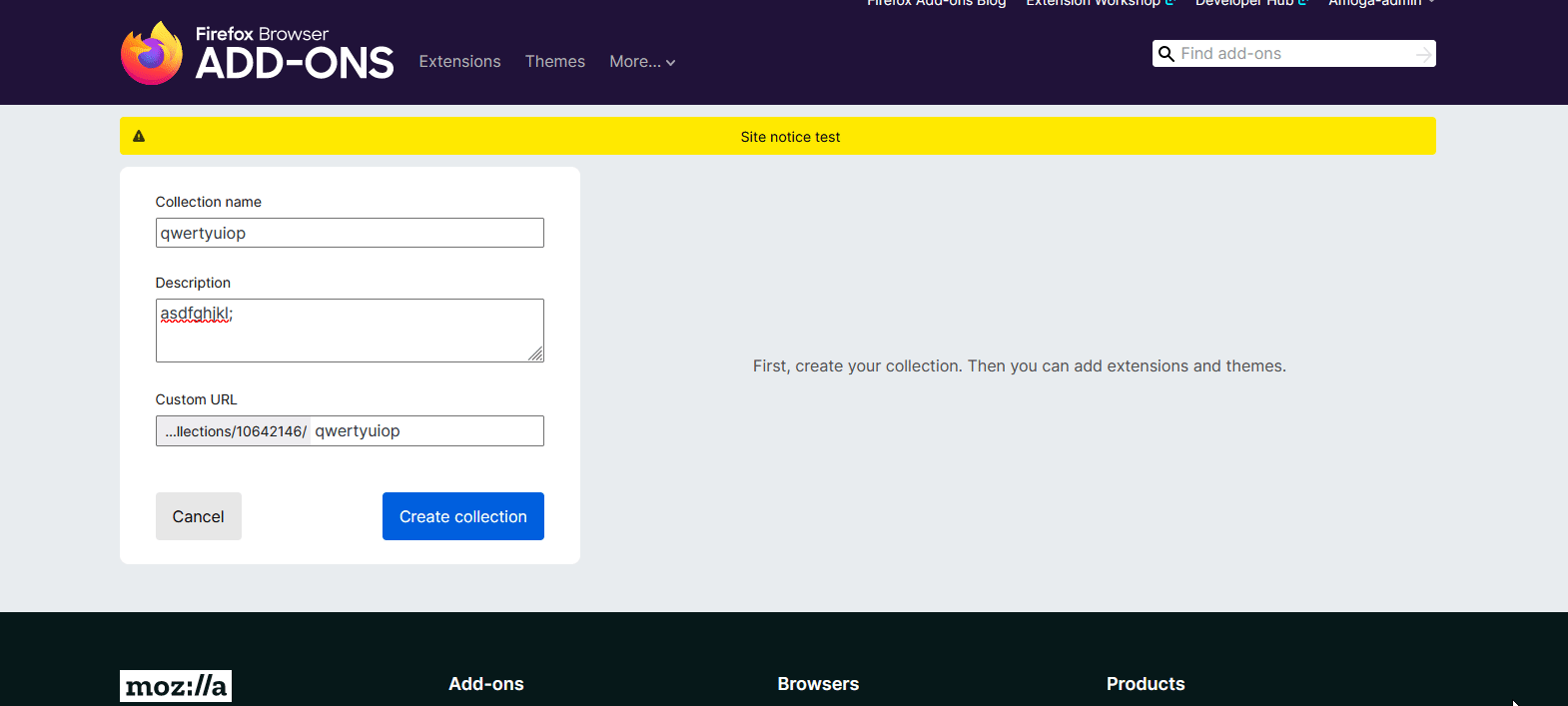'Unexpected error' raised when creating a new collection · Issue #14648 · mozilla/addons · GitHub