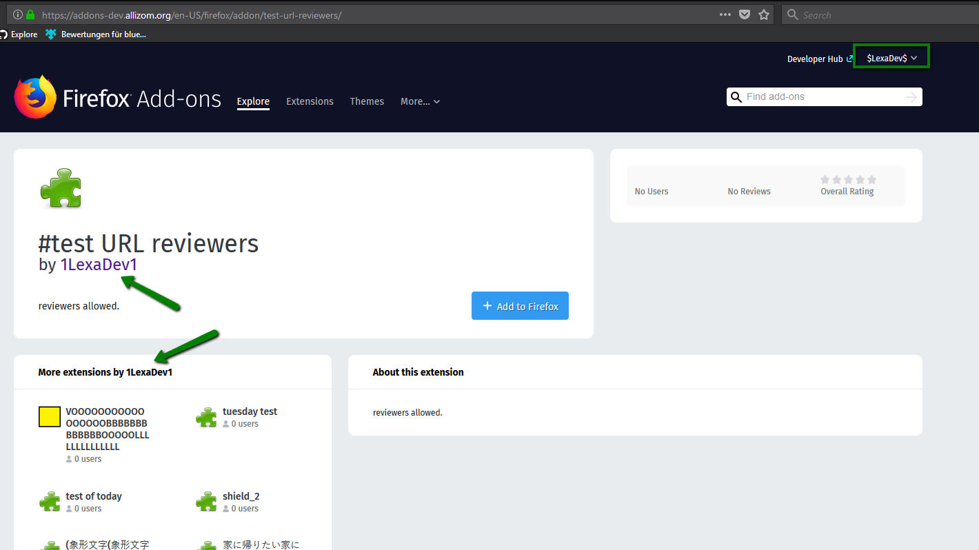 Changing the developer account displayname is not reflected in listings. · Issue #5042 · mozilla ...