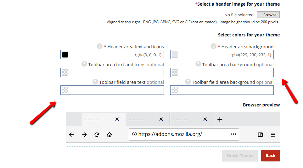Color selectors in static theme submission wizard have layout issues in ...
