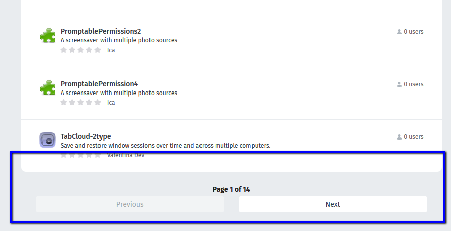 Pagination Area Has A Different Styling On The Add On Reviews Page Compared To Other Sections On 
