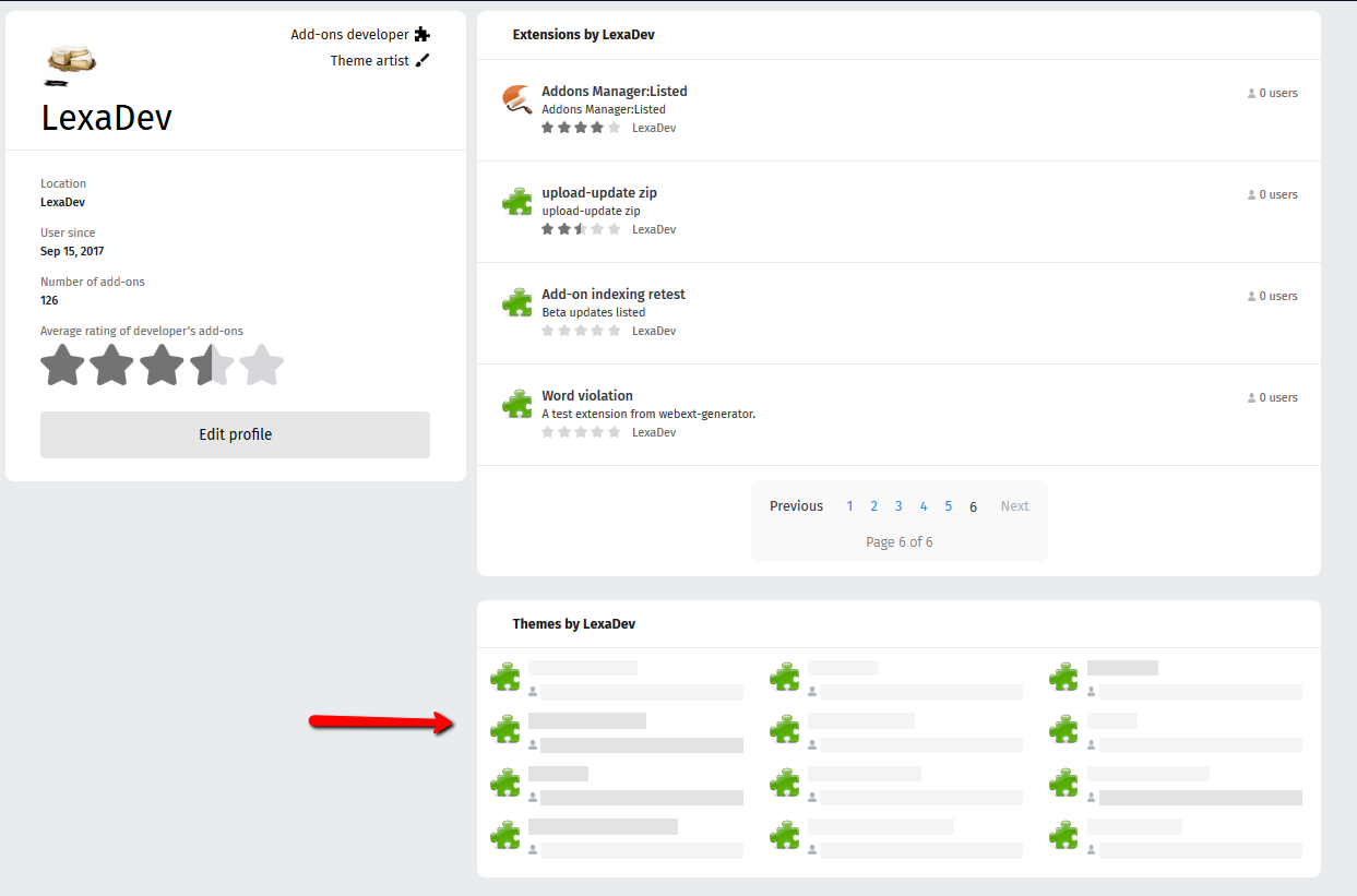 Navigating to a non existent page in More add-on by author cards in the ...