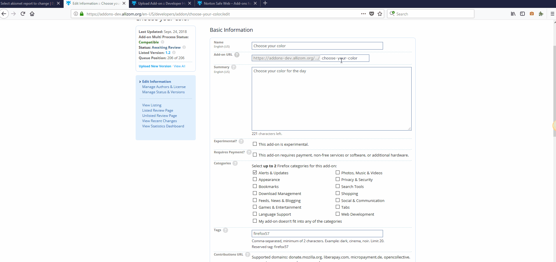 Add On Name And Summary Edits Are Not Saved In Dev Hub Edit Information Page · Issue 5997
