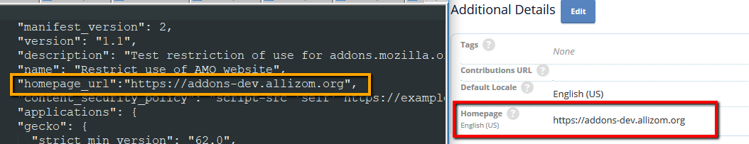 "homepage_url"s pointing to AMO websites should be restricted during ...