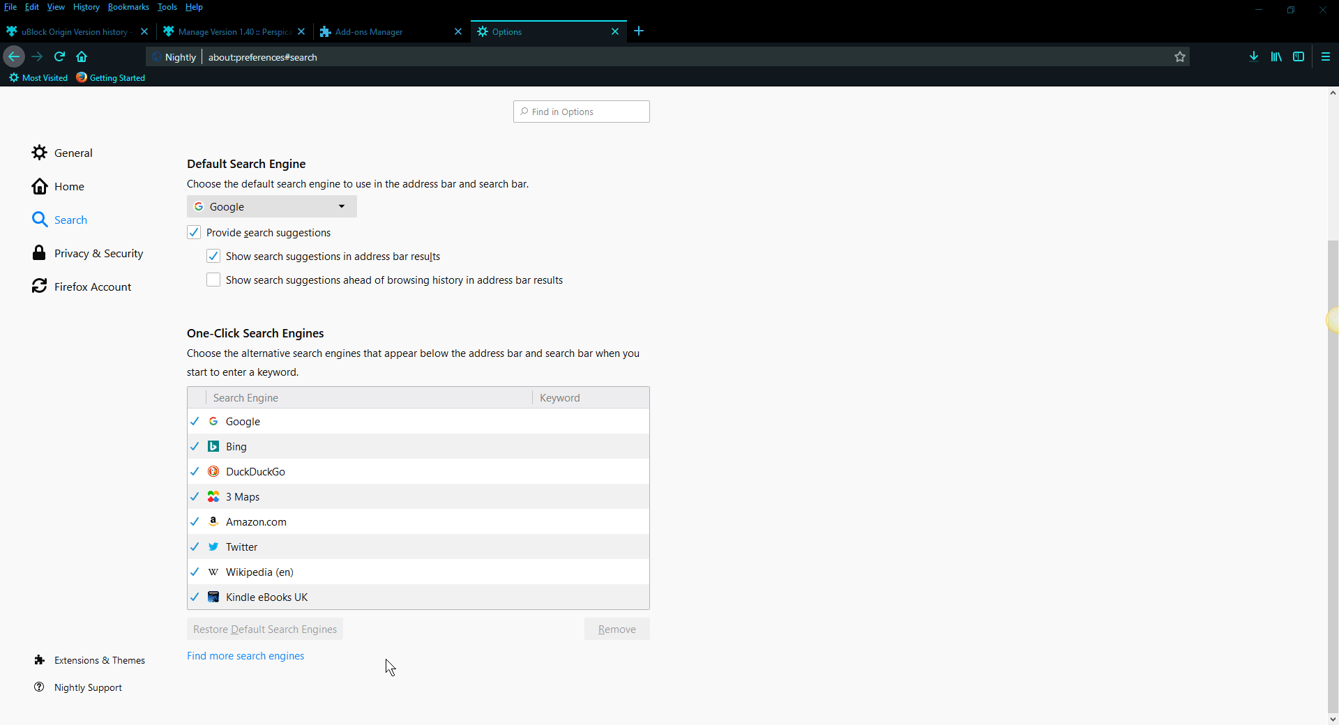 Link to "Find more search engines" in search preferences is broken · Issue #13015 · mozilla ...