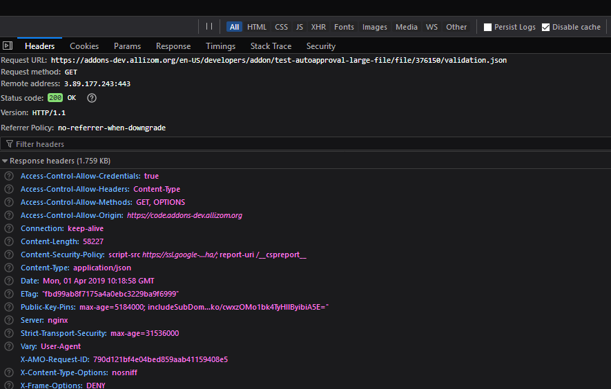 Add CORS headers to `validation.json` URLs · Issue #6518 · mozilla/addons · GitHub