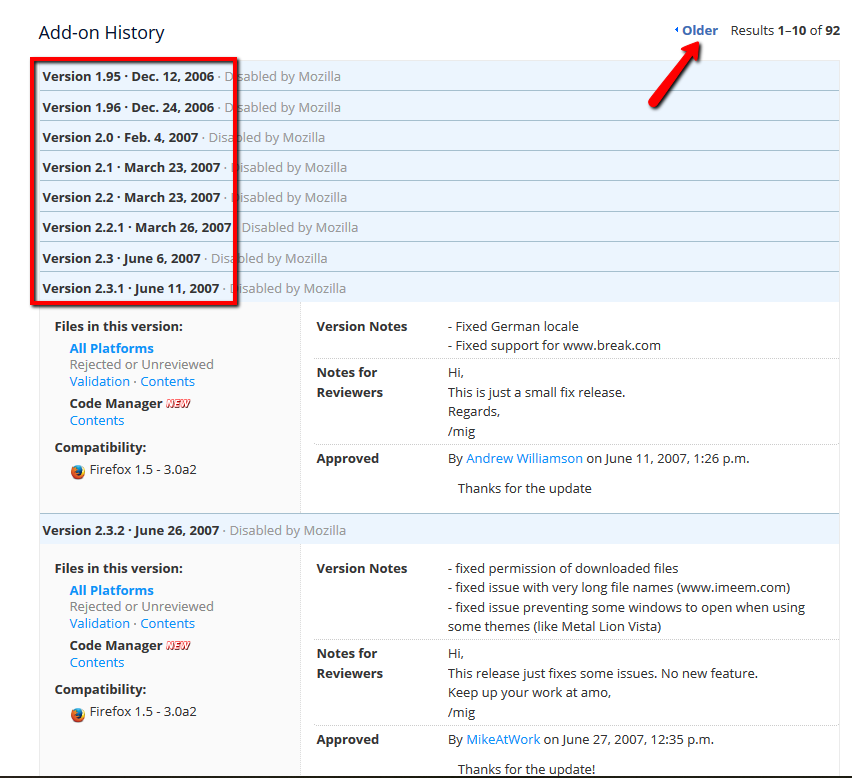 Add-on version history should display the latest versions first · Issue ...