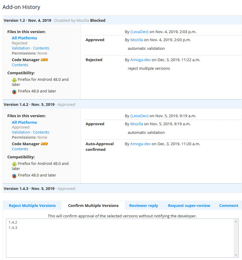 Allow Unlisted Reviewers To Act On Specific Versions · Issue 7101 · Mozilla Addons · Github
