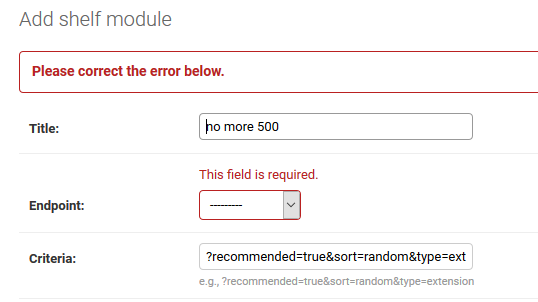 The Shelfmodule Add Page Throws A 500 Error If The Endpoint Is Not Specified · Issue 7890