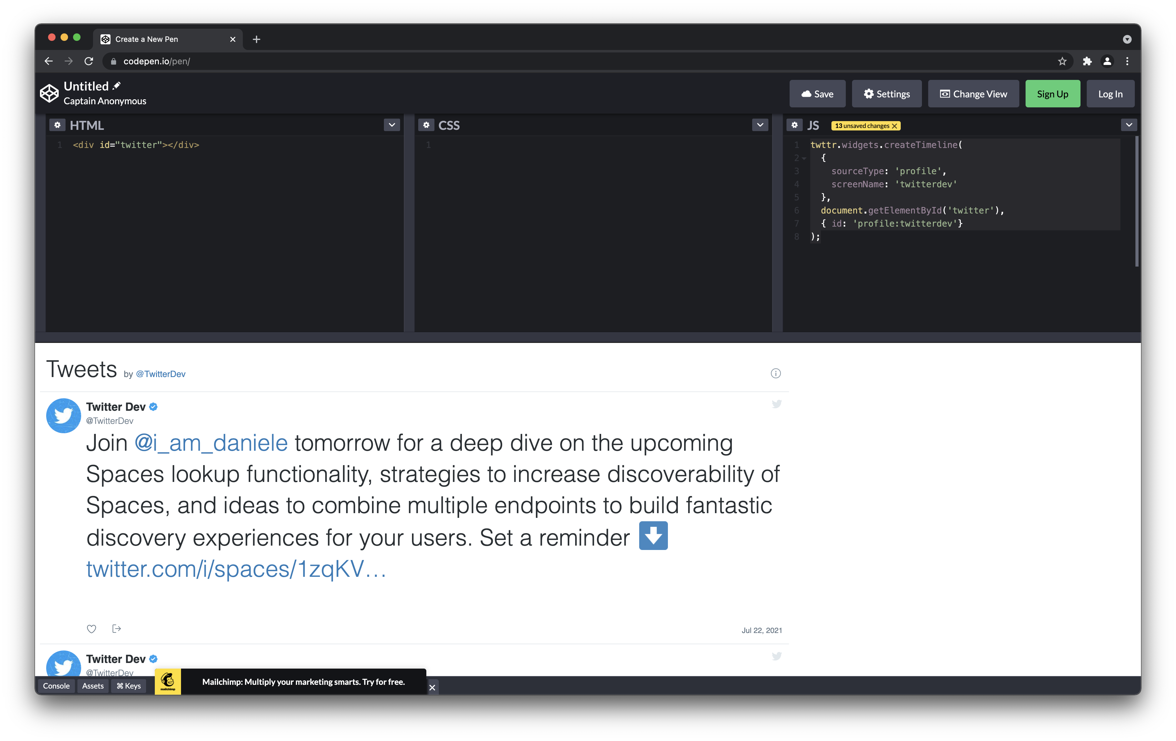 Timeline isn't rendering · Issue #45 · andrewsuzuki/react-twitter-widgets · GitHub