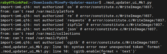 Won't run on Linux · Issue #1 · g-rock84/MinePy-Updater · GitHub