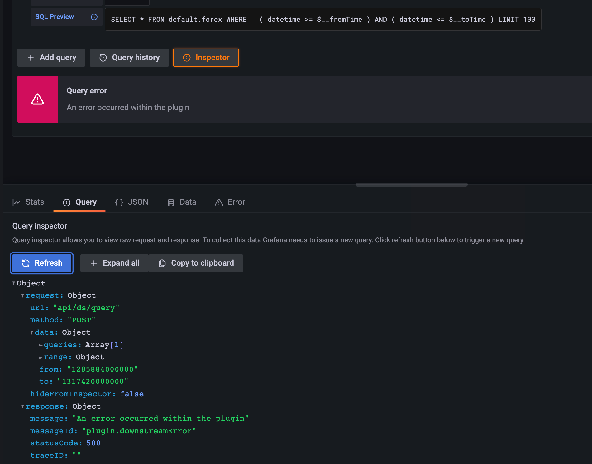$__fromTime macro error in query builder after upgrade to v 2.0.3 · Issue #236 · grafana ...