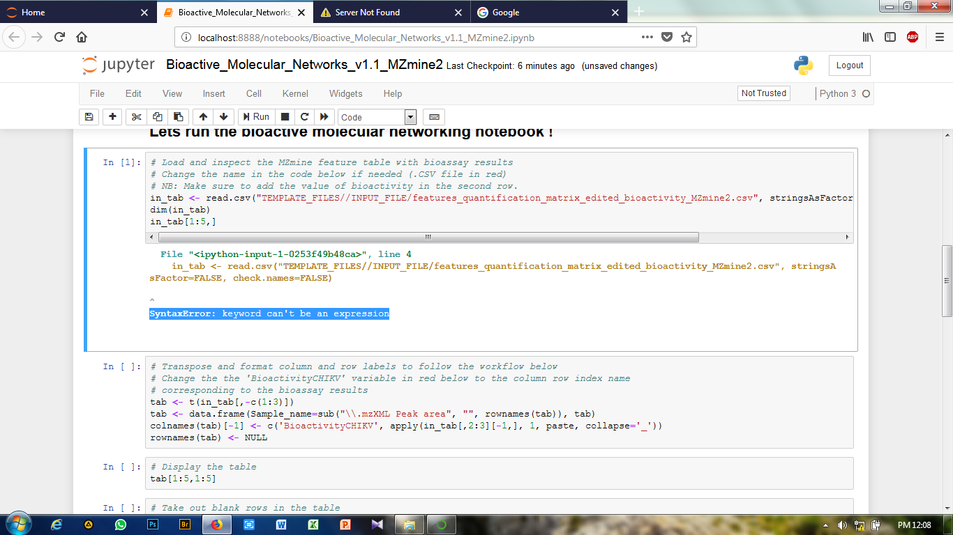 Issue regarding running of Jupyter notebook · Issue #7 · DorresteinLaboratory/Bioactive ...