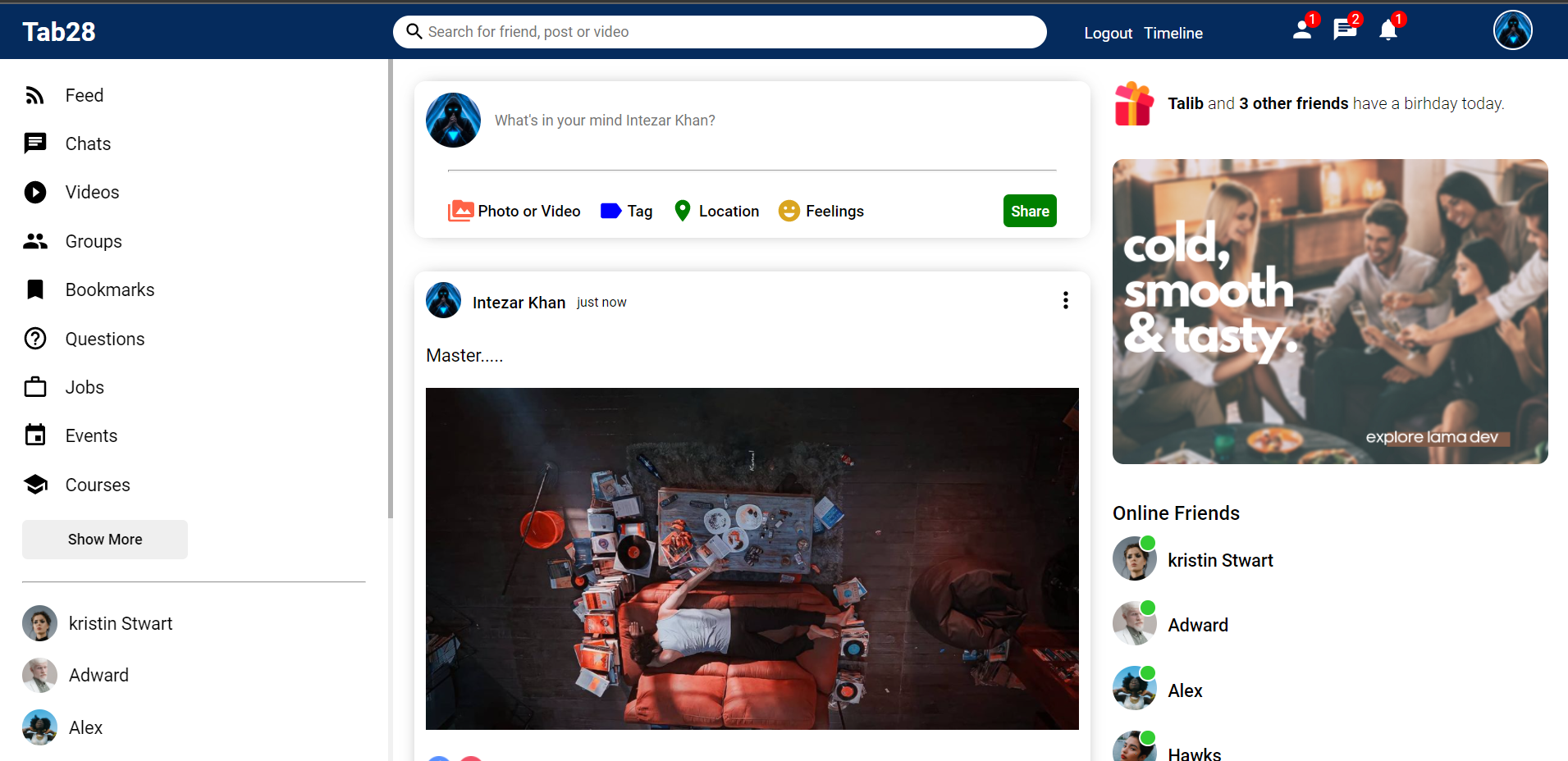 GitHub - theintezar/Social-Media: This is the social media where user ...