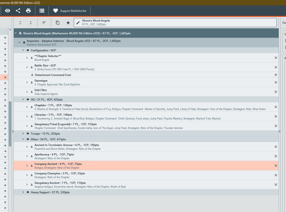 Blood Angels: Relic of the Chapter Stratagem is not being limited based on army size · Issue ...