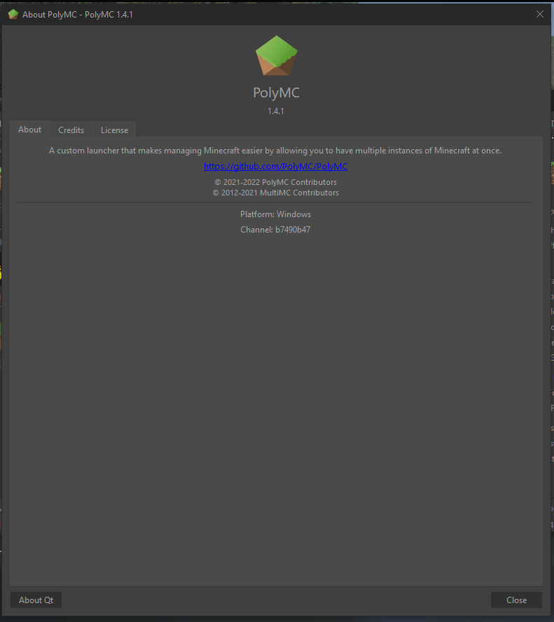 Improve UX in About Window · Issue #1051 · PolyMC/PolyMC · GitHub
