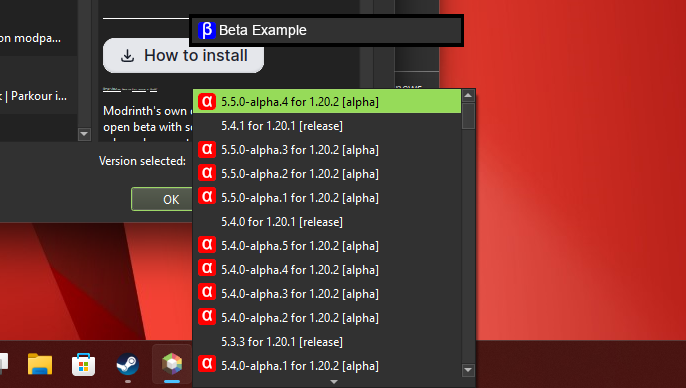 Use colors or icons to denote beta and alpha versions of downloadable content (mods ...
