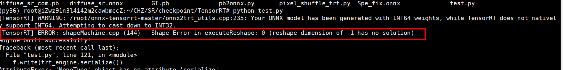 reshape dimension of -1 has no solution · Issue #1225 · NVIDIA/TensorRT · GitHub
