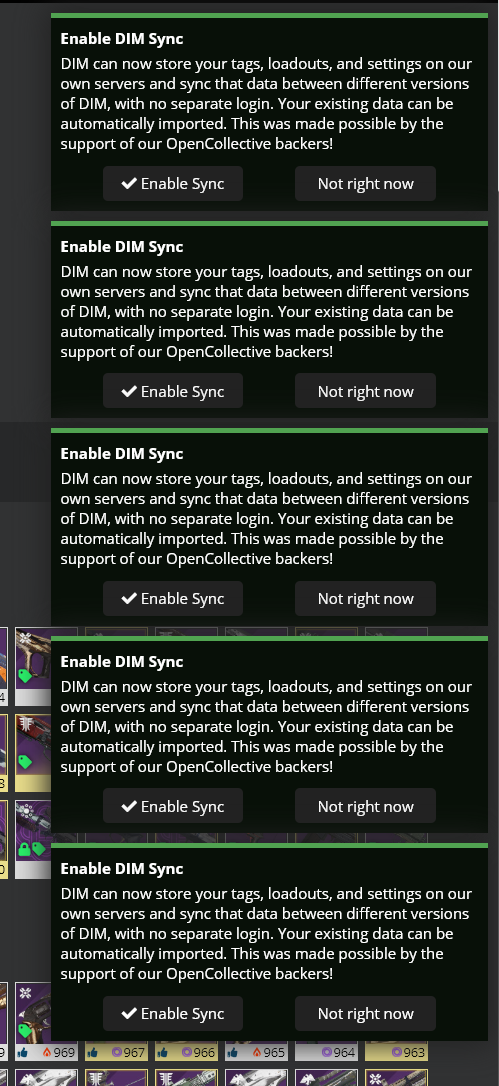 collection of sync issues that aren't data loss · Issue #5016 · DestinyItemManager/DIM · GitHub