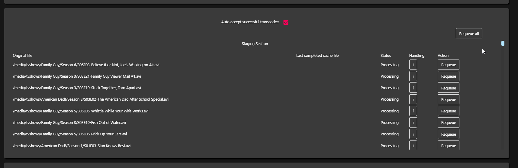 Transcodes stuck in staging · Issue #388 · HaveAGitGat/Tdarr · GitHub