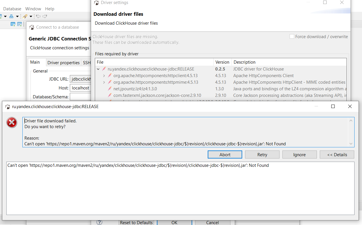 ClickHouse : download driver fail · Issue #11195 · dbeaver/dbeaver · GitHub